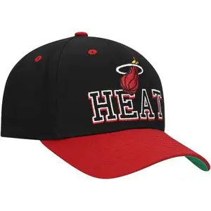 Mitchell & Ness Red Miami Heat Backside Script Two-tone Pro Crown Adjustable Hat