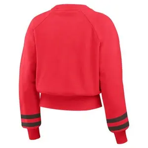 WEAR BY ERIN ANDREWS Cincinnati Reds Vintage Washed Cropped Pullover Sweatshirt - Red