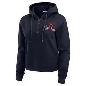 WEAR BY ERIN ANDREWS Houston Texans Waffle Hoodie Pullover Top - Navy