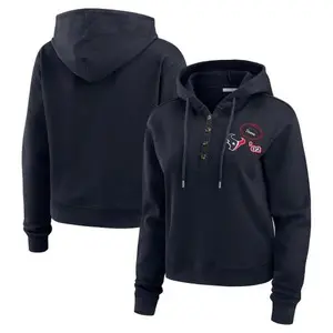 WEAR BY ERIN ANDREWS Houston Texans Waffle Hoodie Pullover Top - Navy