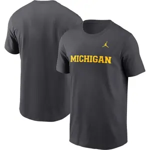 JORDAN BRAND Michigan Wolverines Primetime Wordmark T-shirt - Anthracite