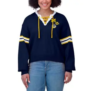 WEAR BY ERIN ANDREWS Michigan Wolverines Lace-up Pullover Sweater