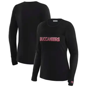 WEAR BY ERIN ANDREWS Tampa Bay Buccaneers Mesh Panel Long Sleeve T-shirt - Black