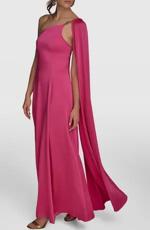 Donna Karan New York One-shoulder Cape Gown
