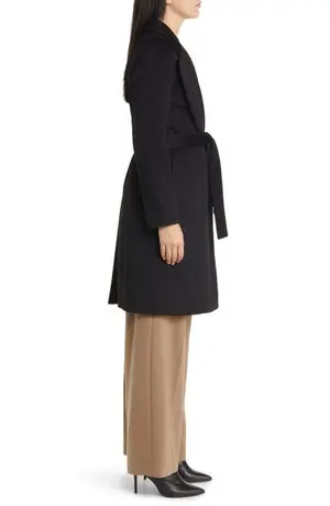 Fleurette Wool Wrap Coat - Black