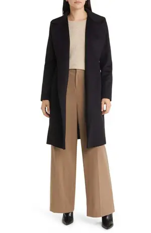 Fleurette Wool Wrap Coat - Black