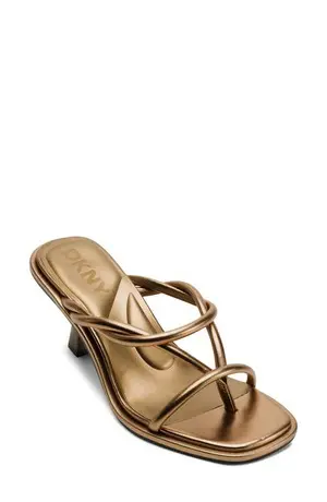 Dkny Rabun Metallic High Heel Flip Flops - Bronze