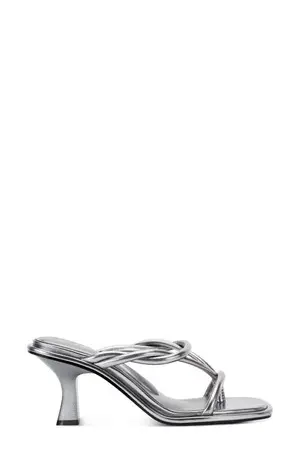 Dkny Rabun Metallic High Heel Flip Flops - Nickel