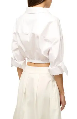 Staud Lisa Tie Front Shirt - White