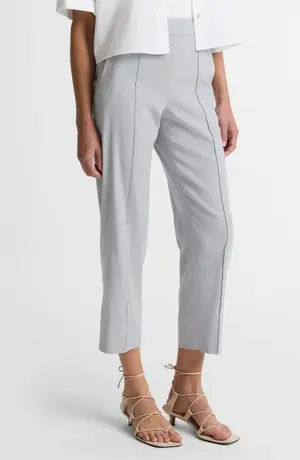 Vince Grace Mid-rise Linen-blend Tapered Pull-on Pants - Bay Mist