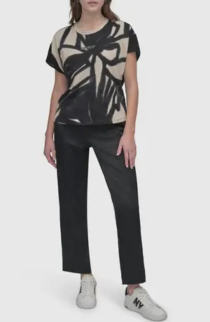 Dkny Print Cotton-blend Top - Floral Black