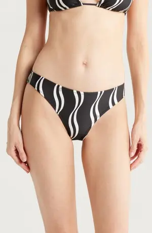 Solid & Striped Tati Bikini Bottoms - Wavy Stripe Noir