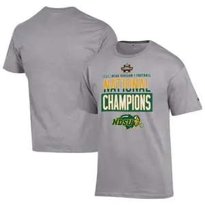 Champion Ndsu Bison 2024 Ncaa Fcs Football National S Locker Room T-shirt - Gray