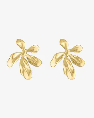 Ben Oni Polished Flower Petal Earrings - Gold