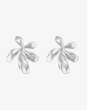 Ben Oni Polished Flower Petal Earrings - Silver