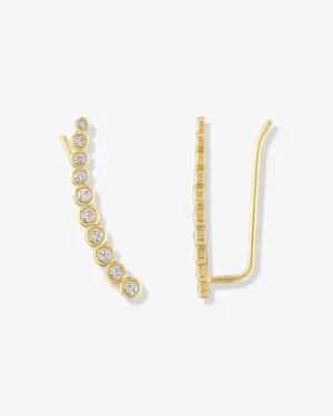 Ben Oni Bezel Cz Ear Climbers - Gold
