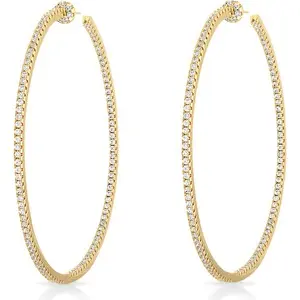 Ben Oni Thin Pave Inside Out Hoop Earrings - Gold