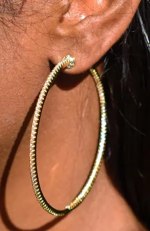 Ben Oni Thin Pave Inside Out Hoop Earrings