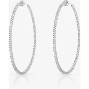 Ben Oni Thin Pave Inside Out Hoop Earrings - Silver
