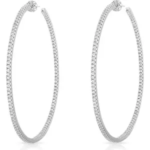 Ben Oni Thin Pave Inside Out Hoop Earrings - Silver