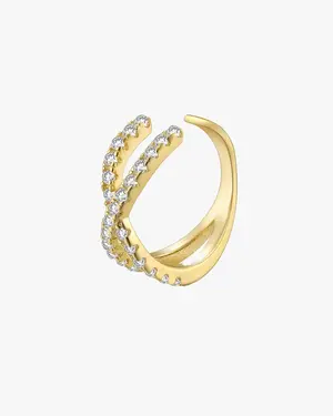 Ben Oni Pave X Ear Cuff - Gold