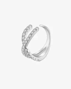 Ben Oni BEN ONI Pave X Ear Cuff Silver