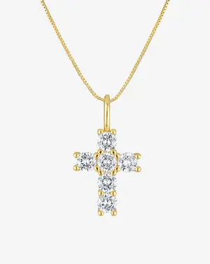 Ben Oni 14k Filled Cz Cross Pendant Necklace - Gold