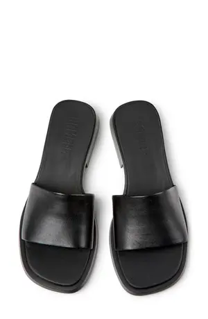 Camper Dana Leather Slide Sandal - Black