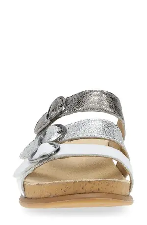 Dansko Campbell Platform Wedge Slide Sandal - Pewter Multi