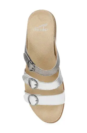 Dansko Campbell Platform Wedge Slide Sandal - Pewter Multi