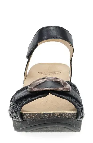 Dansko Stella Ankle Strap Platform Wedge Sandal - Black