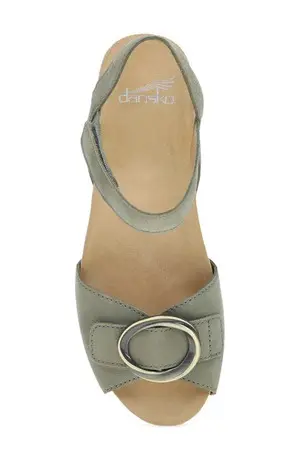 Dansko Stella Ankle Strap Platform Wedge Sandal - Sage Milled Nubuck