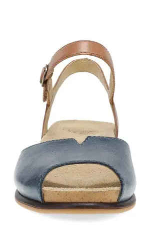 Dansko Cass Peep Toe Wedge Sandal - Blue/tan