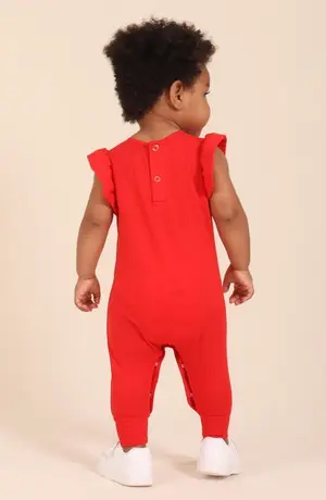 TINY TRIBE Core Ruffle Shoulder Cotton Jersey Romper