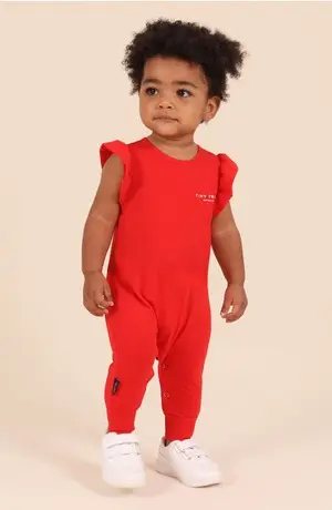 TINY TRIBE Core Ruffle Shoulder Cotton Jersey Romper