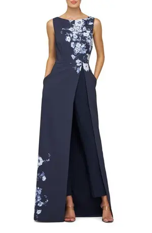 KAY UNGER Esti Floral Maxi Jumpsuit - Midnight Blue
