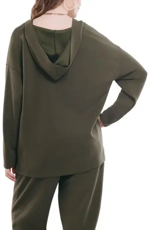 Motherhood Maternity V-neck Pullover Scuba Knit Hoodie
