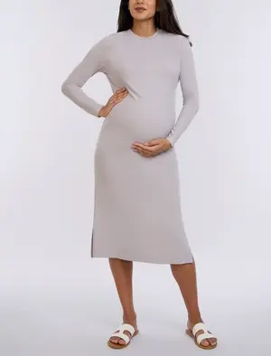 Motherhood Maternity Crew Neck Rib Knit Column Dress - Opal