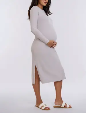 Motherhood Maternity Crew Neck Rib Knit Column Dress - Opal