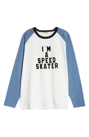 BODE Skater Flocked Baseball T-shirt - Blue/ Cream