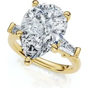 BLISS DIAMOND 3/4ct Certified Pear & Baguette Diamond Engagement Ring In 14k Gold - 14k Yellow Gold