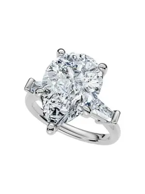 BLISS DIAMOND 1/2ct Certified Pear & Baguette Lab-grown Diamond Ring In 14k Gold