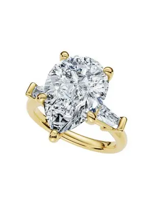 BLISS DIAMOND 1/2ct Certified Pear & Baguette Lab-grown Diamond Ring In 14k Gold