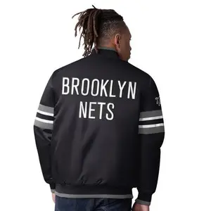 STARTER Brooklyn Nets Scout Varsity Satin Full-snap Jacket