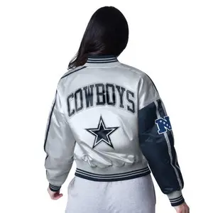 STARTER Dallas Cowboys Zone Blitz Cropped Satin Jacket