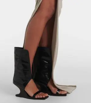 Rick Owens Ruched Cotton Jersey Maxi Skirt