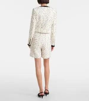 Nina Ricci Polka-dot Fringed Wool-blend Tweed Jacket