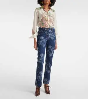 Etro Floral Jacquard Slim Jeans