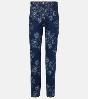 Etro Floral Jacquard Slim Jeans - Blue