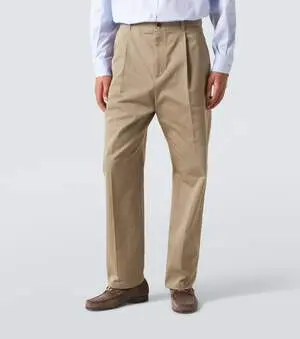 Valentino Garavani Cotton Straight Leg Trousers - Beige